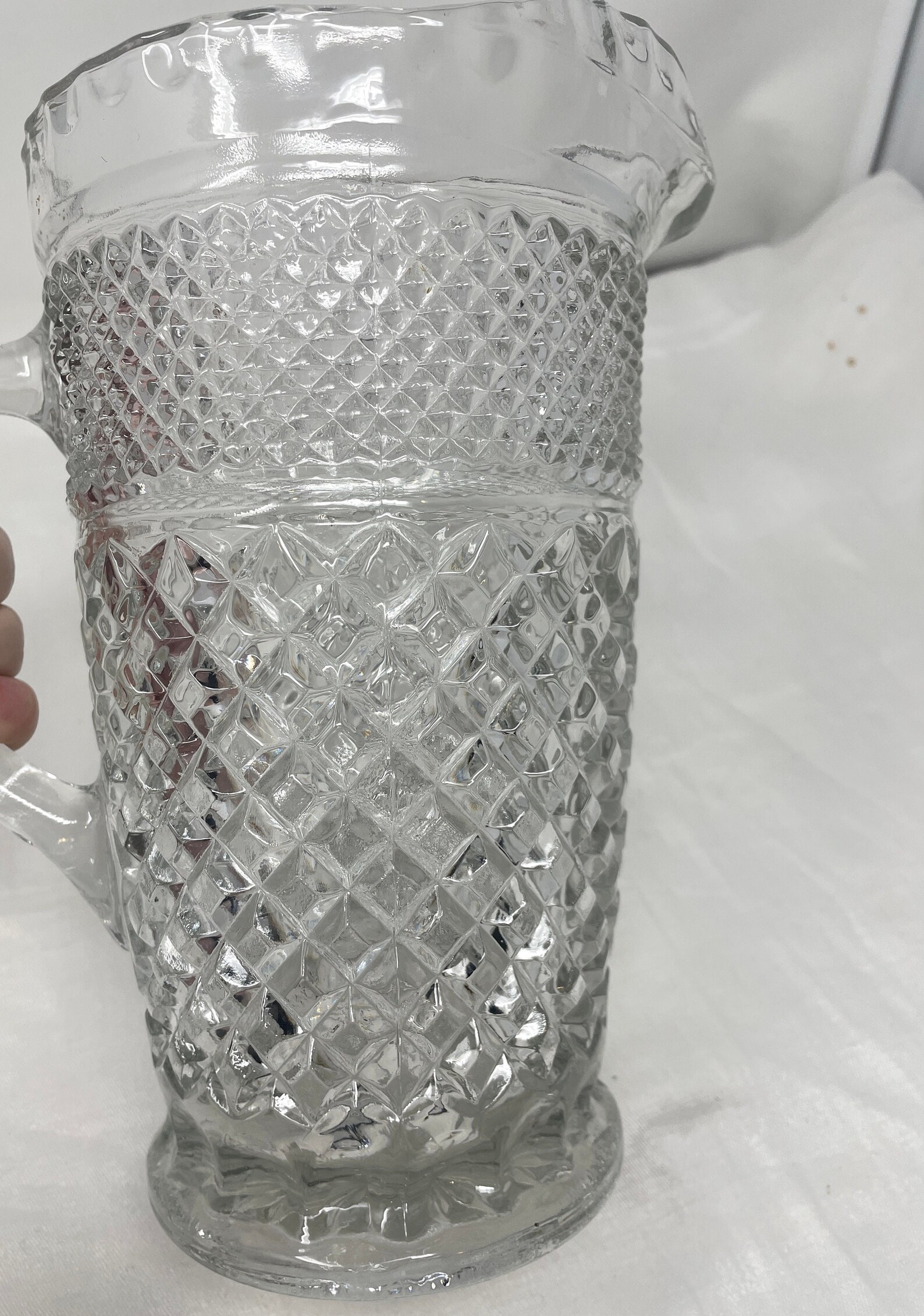 Vintage Anchor Hocking Wexford Lead Crystal Glass Pitcher 64oz Prism ...