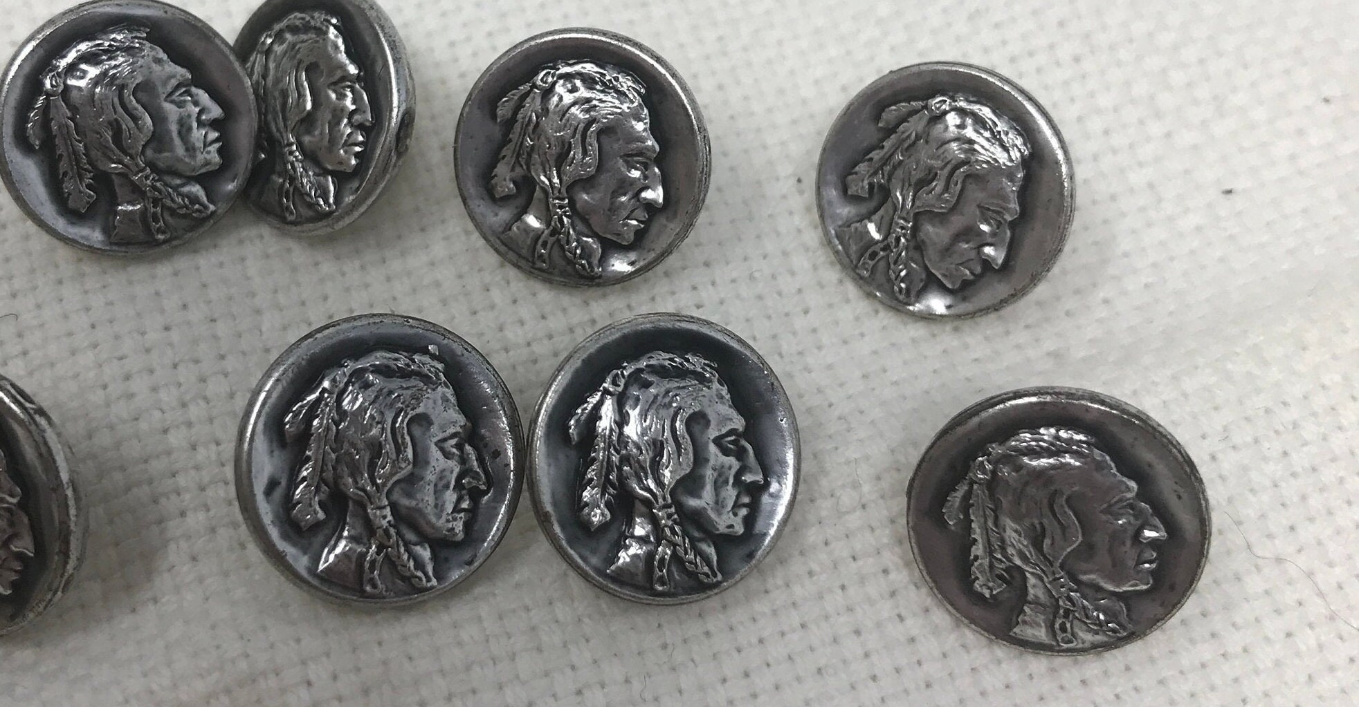 Vintage Indian Head Shank Buttons Metal Sewing Buttons Silver Tone ...