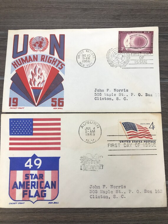 UN United Nations 3 cent Stamp 1956 & 49 Star American Flag 4 | Etsy
