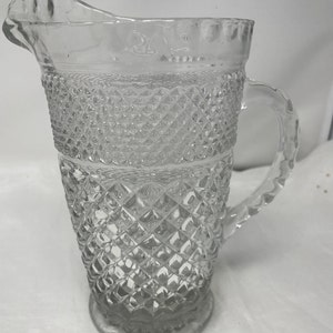 Vintage Anchor Hocking Wexford Lead Crystal Glass Pitcher 64oz Prism ...