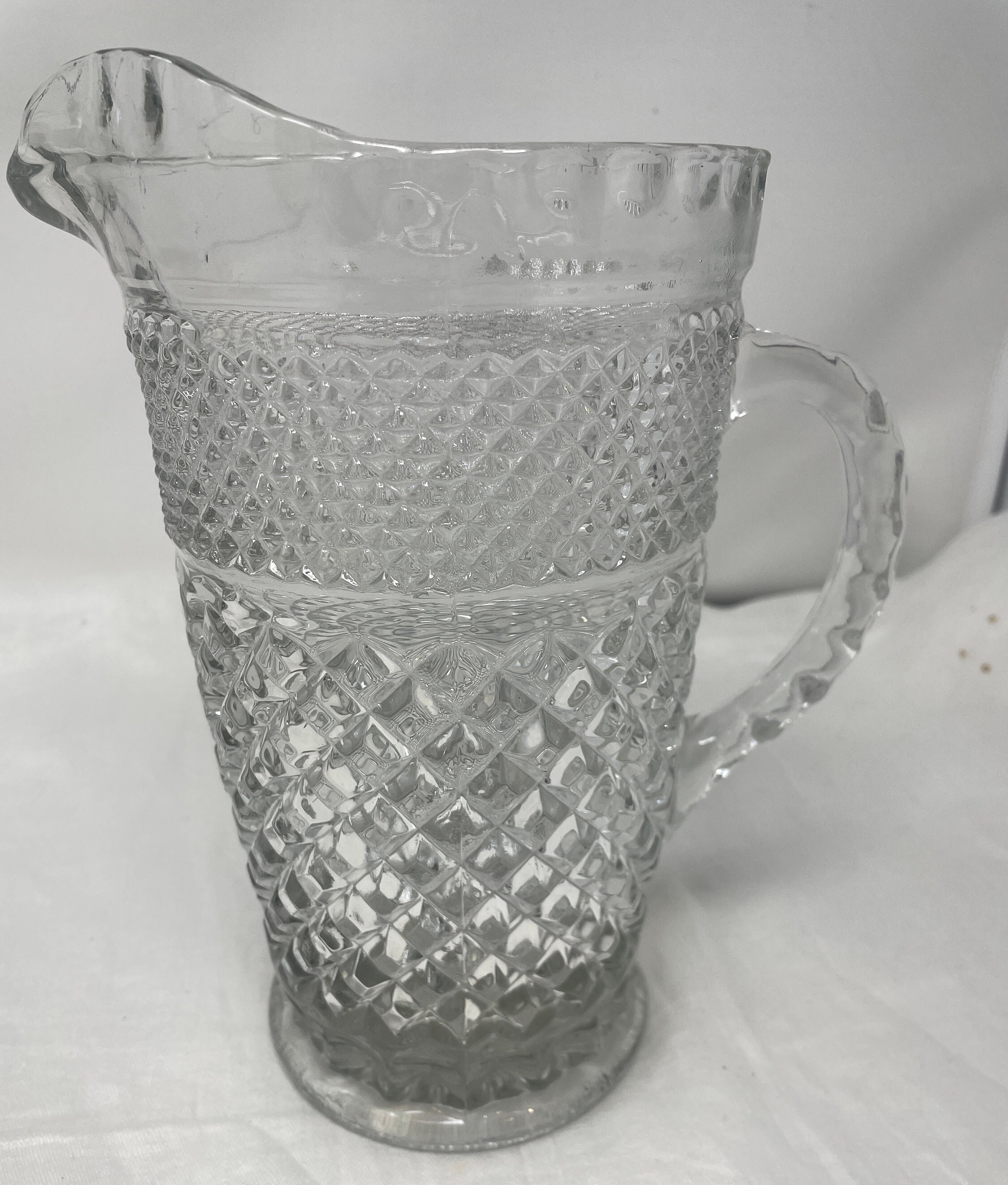 Vintage Anchor Hocking Wexford Lead Crystal Glass Pitcher 64oz Prism ...