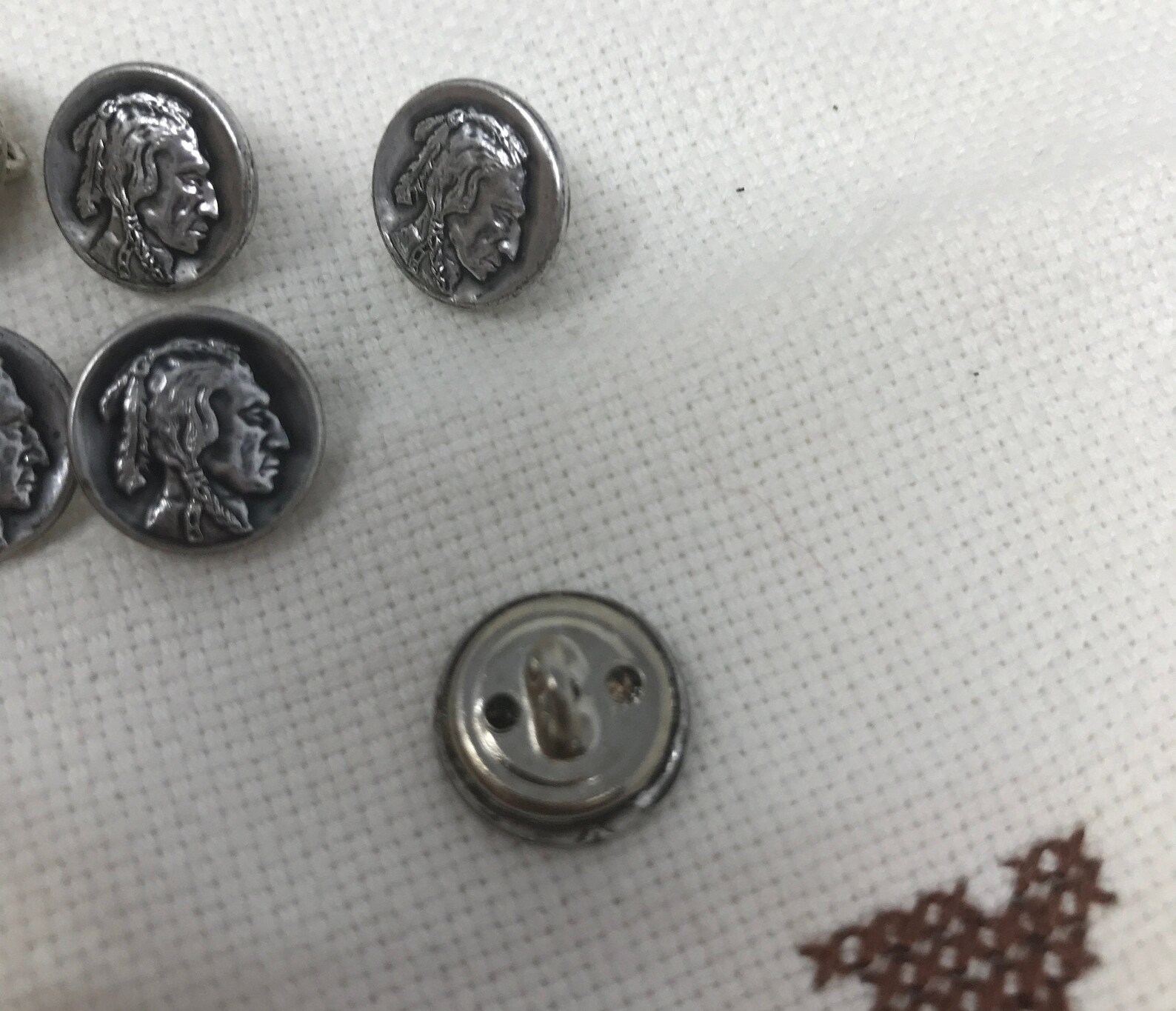 Vintage Indian Head Shank Buttons Metal Sewing Buttons Silver Tone ...