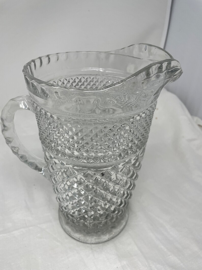 Vintage Anchor Hocking Wexford Lead Crystal Glass Pitcher 64oz Prism ...