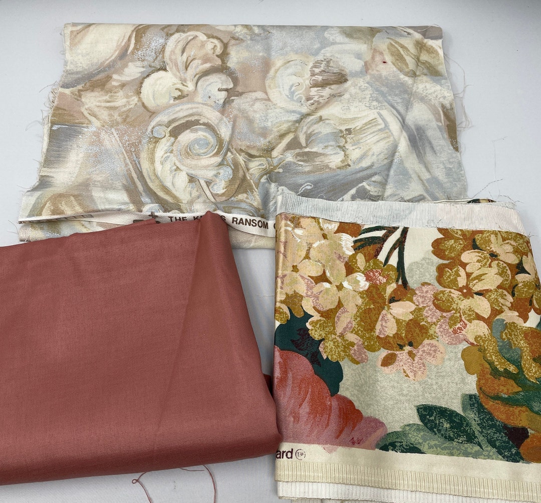 Vintage Material Fabric Remnants the King's Ransom Collection Waverly ...
