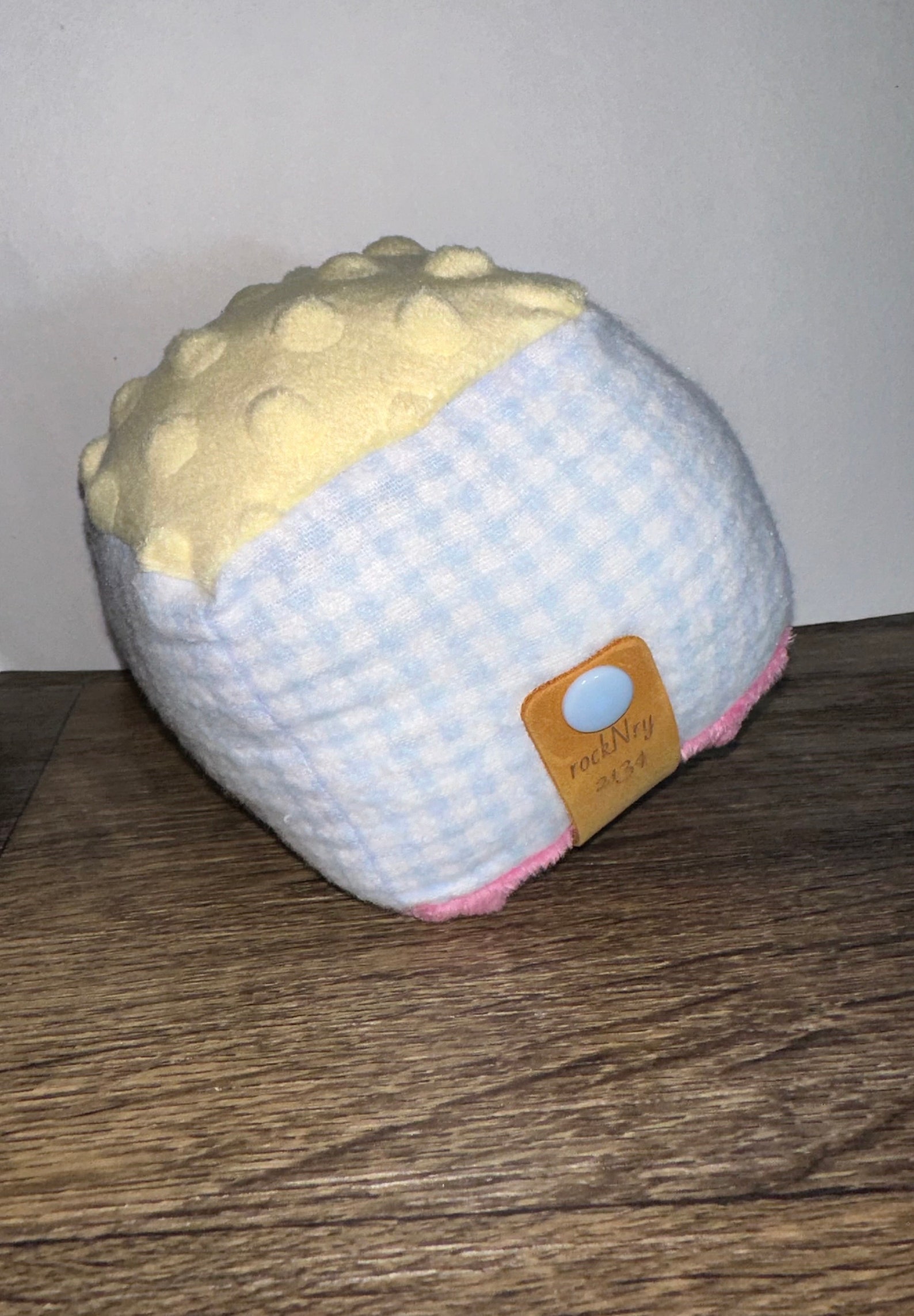 Pink and Yellow Baby Sensory Block, Activity Cube, Crinkle Toy, Baby ...