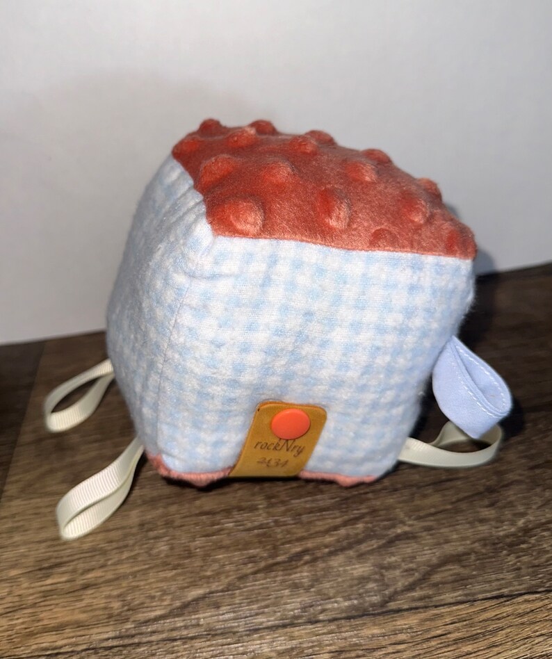 Orange Baby Sensory Block, Activity Cube, Crinkle Toy, Baby Shower Gift ...