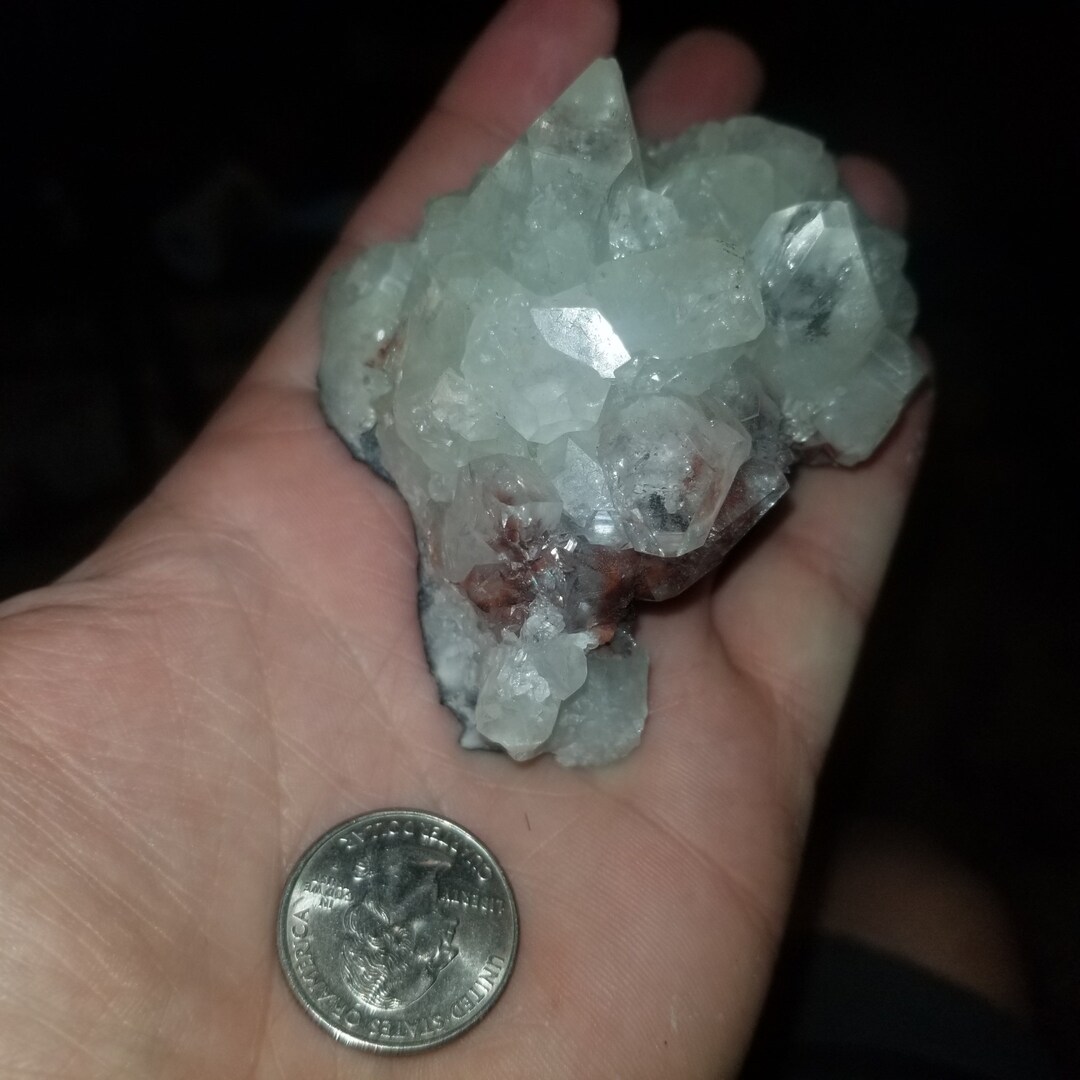 Clear Apophyllite Crystal Cluster With Red Apophyllite 0153 - Etsy