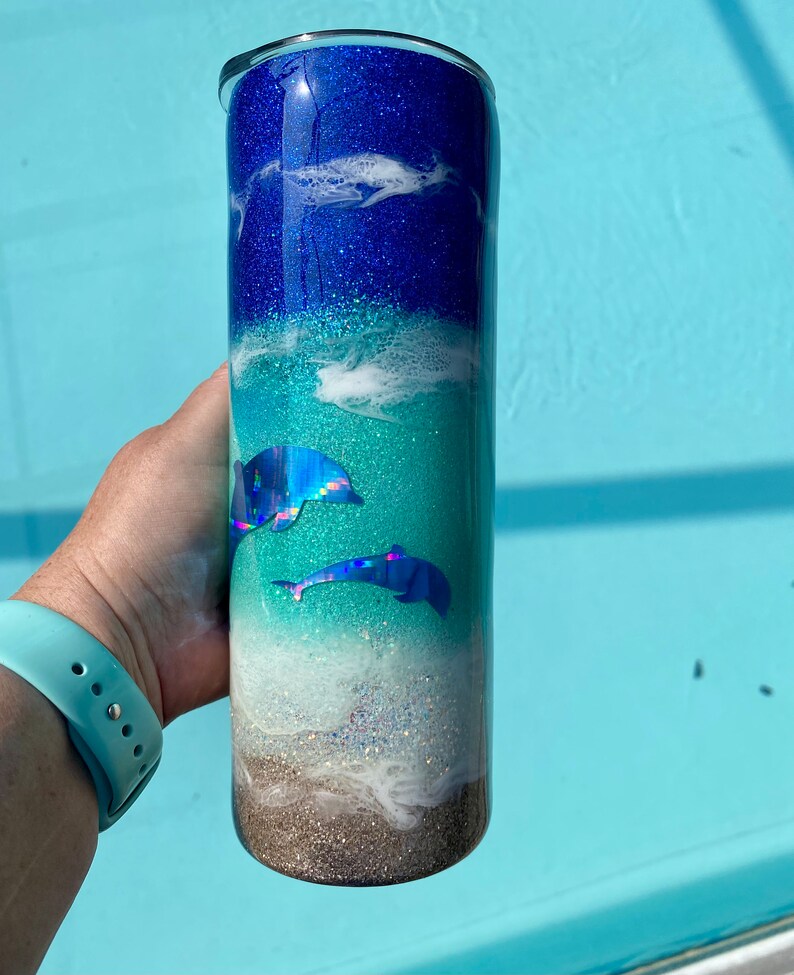 Dolphin Glitter Tumbler Holographic Dolphins Beach Tumbler - Etsy