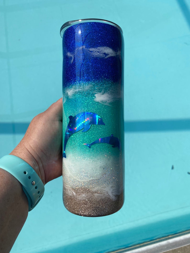 Dolphin Glitter Tumbler Holographic Dolphins Beach Tumbler - Etsy