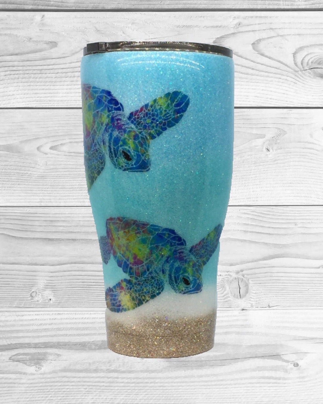 Sea Turtle Glitter Tumbler, Colorful Sea Turtles, Beach Cup - Etsy