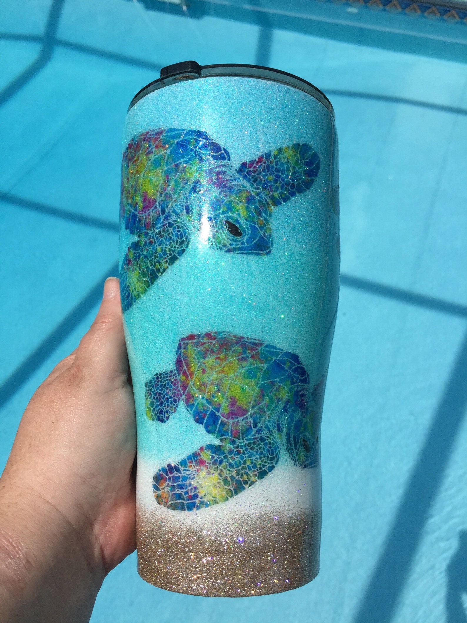 Sea Turtle Glitter Tumbler, Colorful Sea Turtles, Beach Cup - Etsy