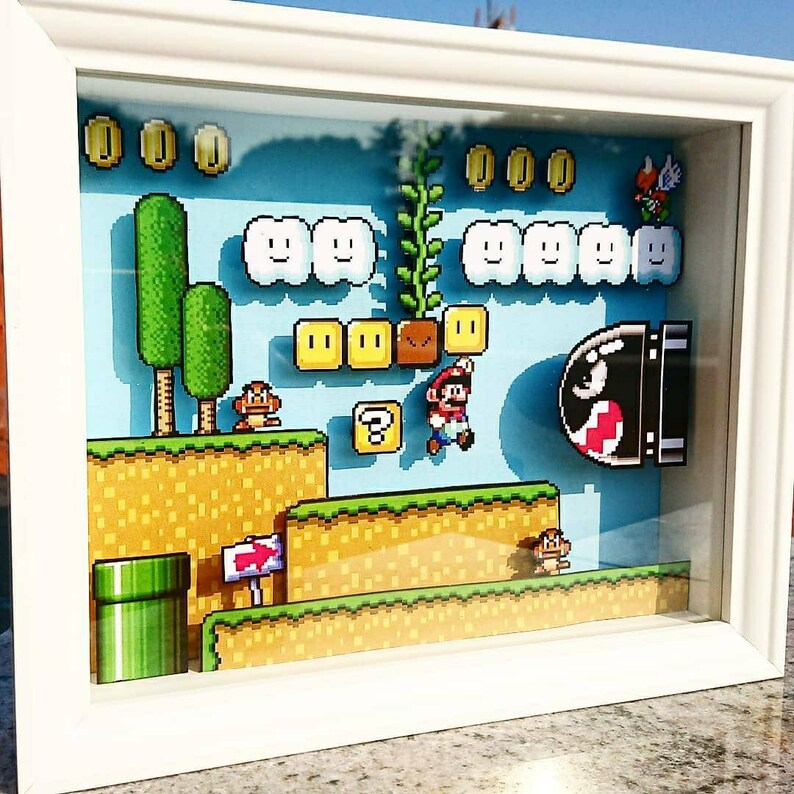 Super mario world shadow box | Etsy