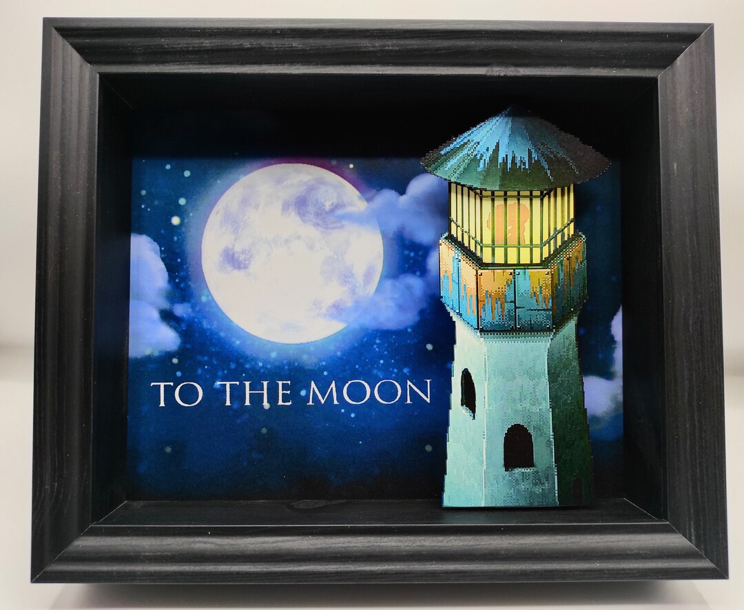 To the Moon Lighthouse Shadowbox - Etsy