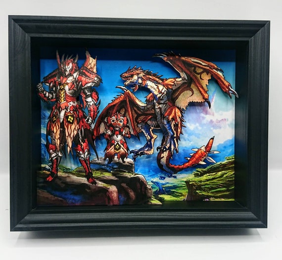 Monster Hunter Rathalos Shadow Box | Etsy