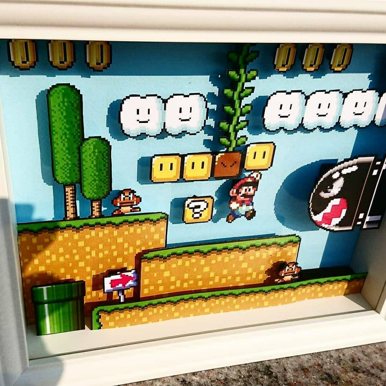 Super mario world shadow box | Etsy