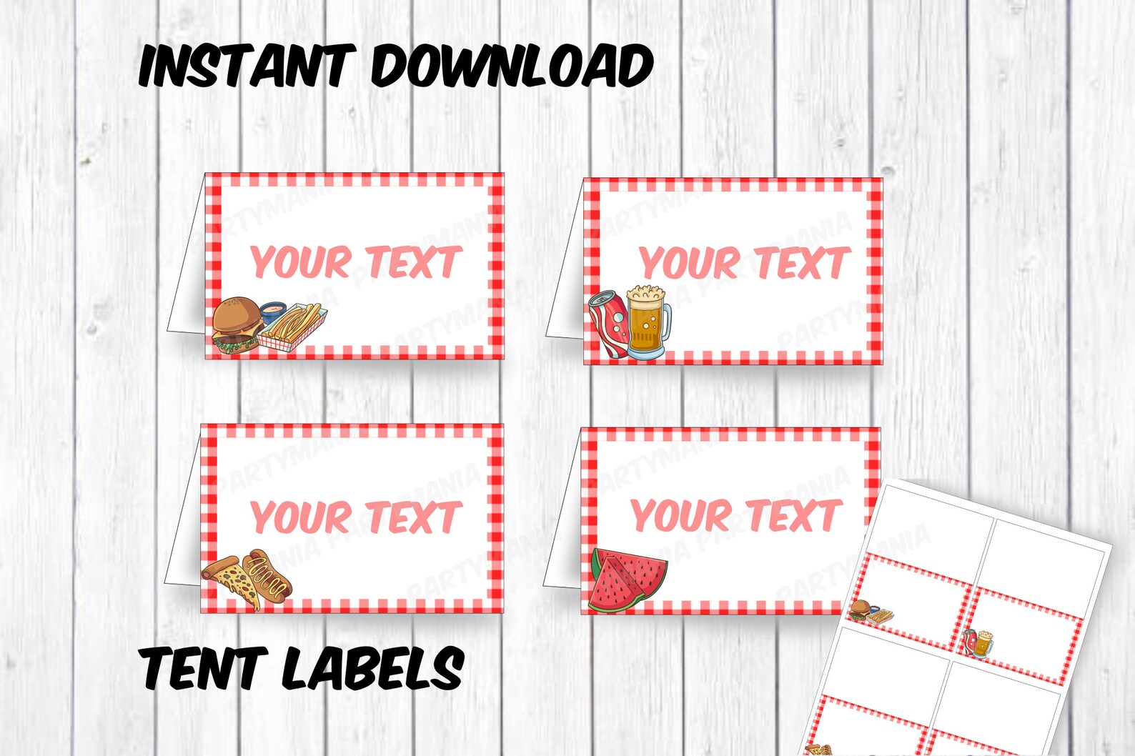 Picnic food labels printable party food tags instant download | Etsy
