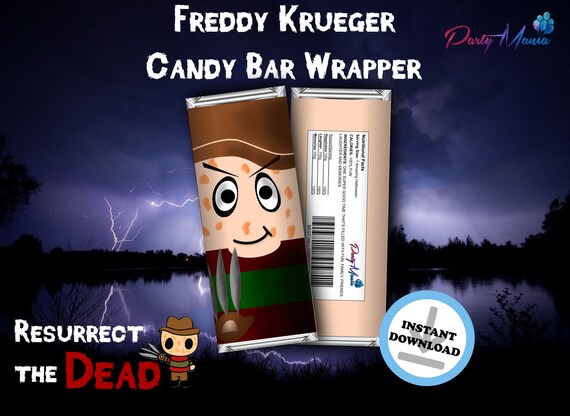 Halloween Freddy Krueger Candy Bar Wrapper Party Favor | Etsy