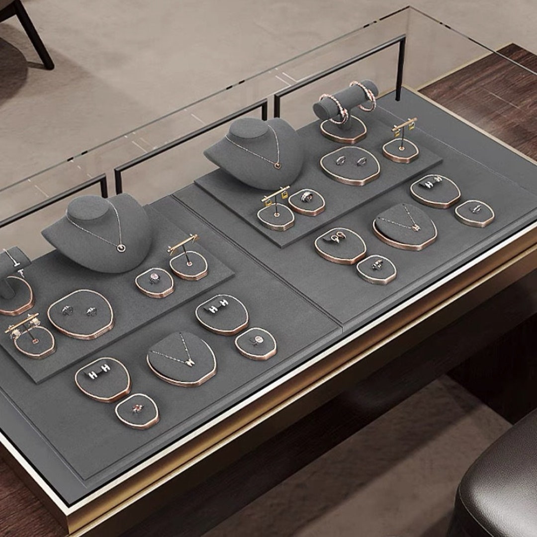 Gray Jewelry Display Set, Jewelry Display Stand, Ring Display Holder ...