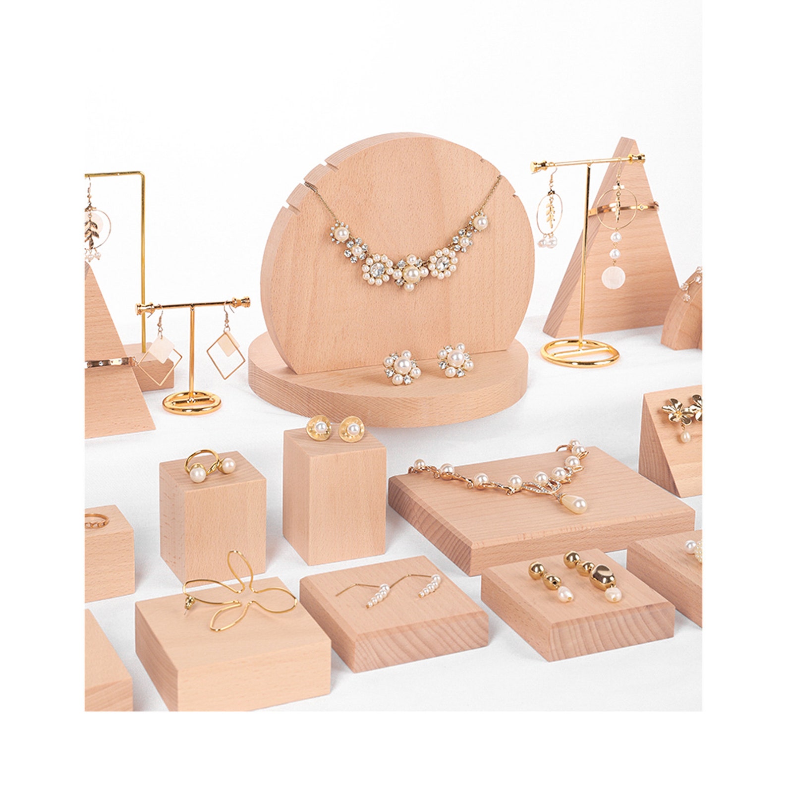 Wood Jewelry Display Set, Jewelry Display, Wooden Jewelry Stand ...