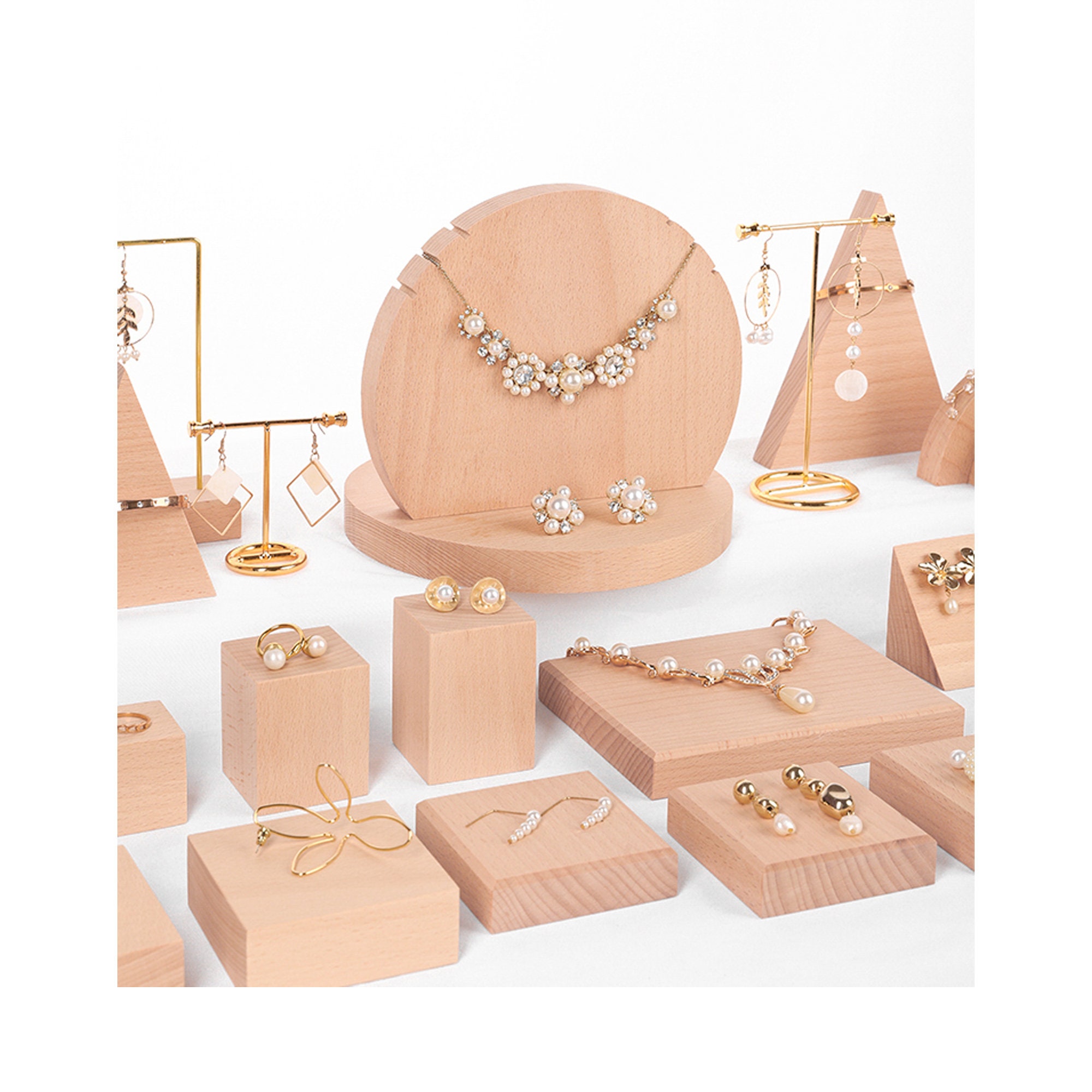 Wood Jewelry Display Set Jewelry Display Wooden Jewelry | Etsy