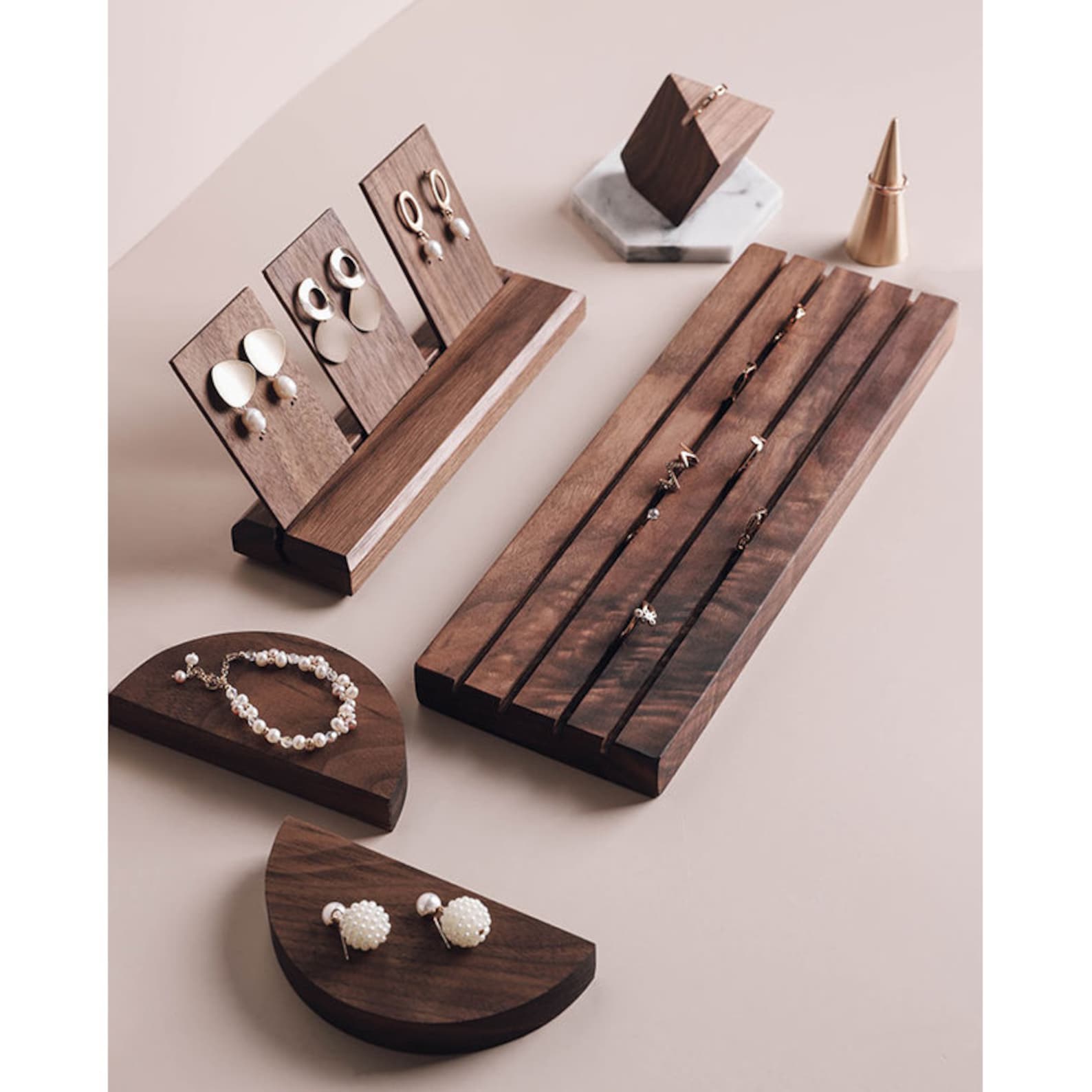 Wood Ring Display Stand Wooden Jewelry Display Set Earrings - Etsy