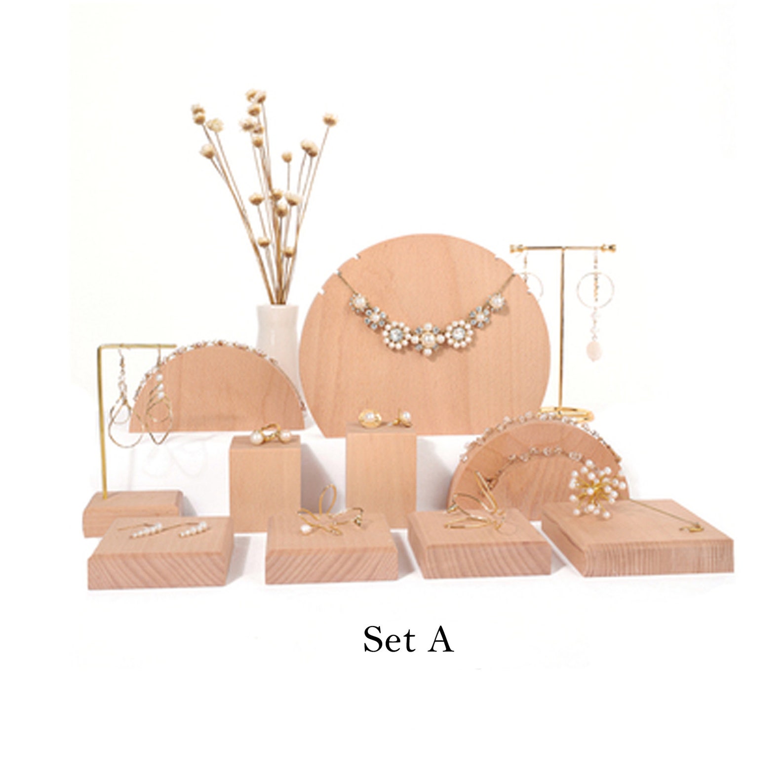 Wood Jewelry Display Set, Jewelry Display, Wooden Jewelry Stand ...