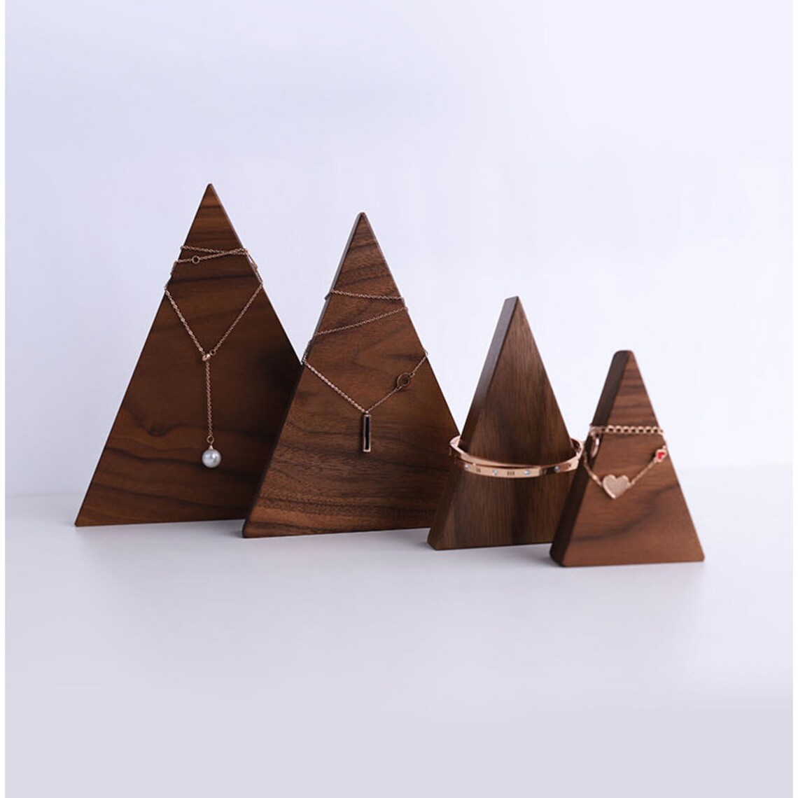 Triangle Necklace Display Stand, Wood Triangle Jewelry Display, Wooden ...