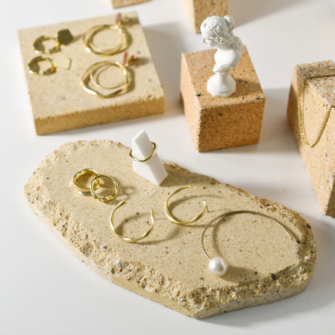 Nature Stone Jewelry Display Marble Jewelry Display Set - Etsy