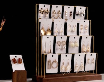 5 Tier Dark Wood Earrings Display, Earrings Organizer, Earrings Rack ...