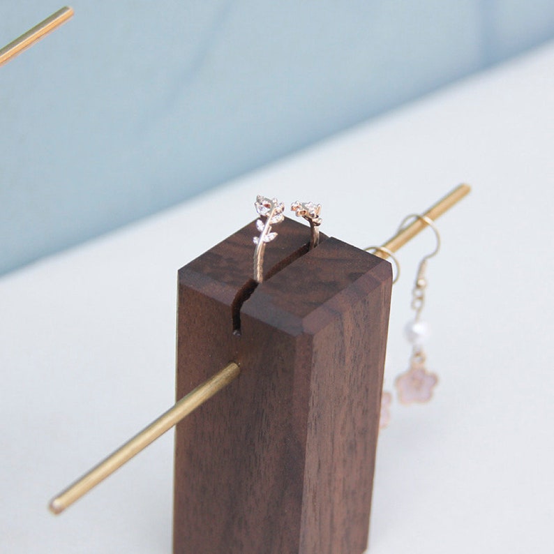 T-bar Earring Display Stand, Wood Earring Holder, Minimalist Jewelry ...