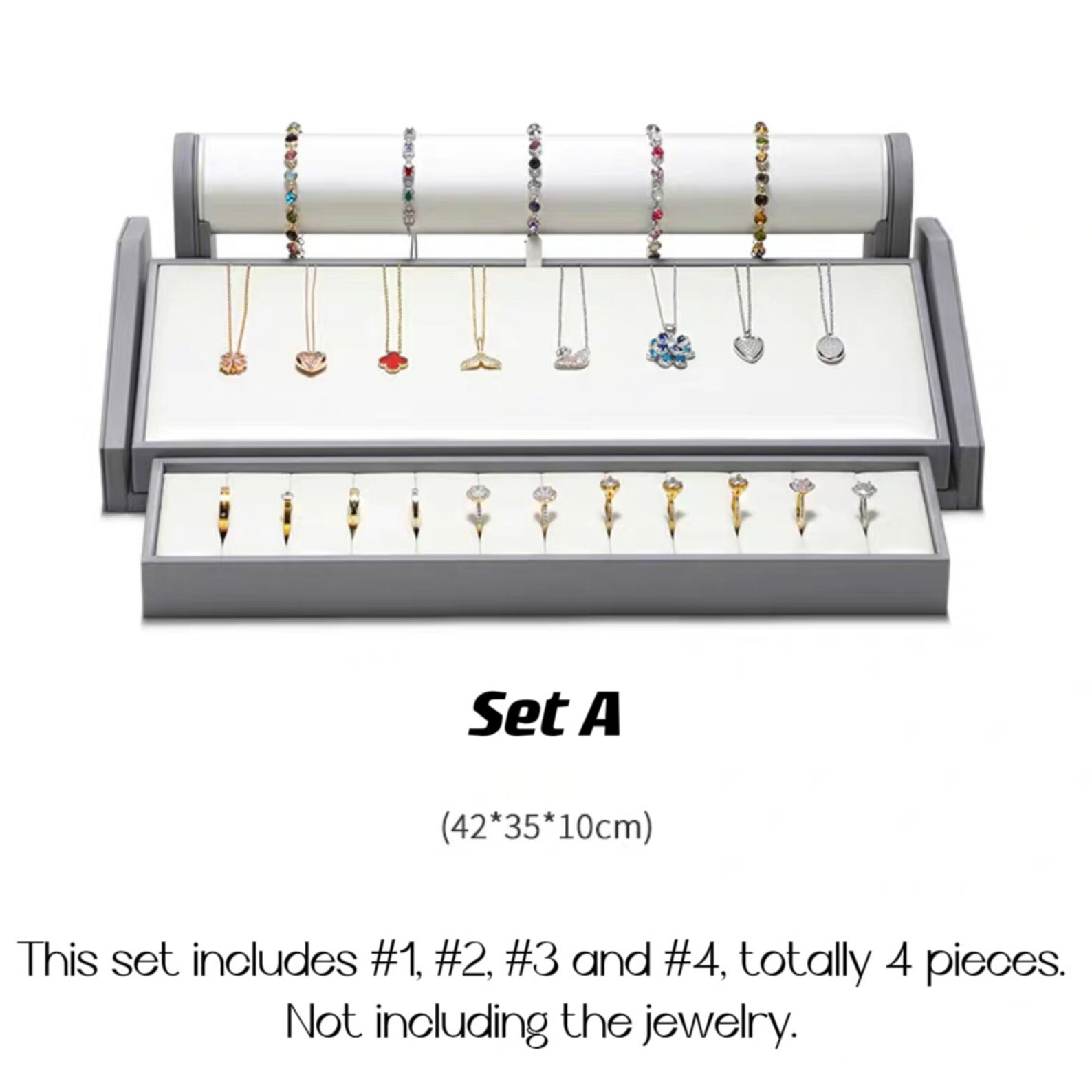 Luxury Jewelry Display Set, Faux Leather Jewelry Stand, Necklace ...