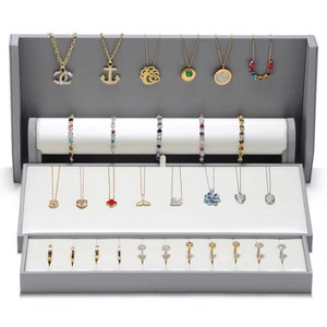 Luxury Jewelry Display Set, Faux Leather Jewelry Stand, Necklace ...