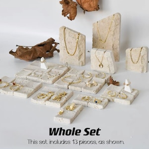 Nature Stone Jewelry Display, Marble Jewelry Display Set, Jewelry ...
