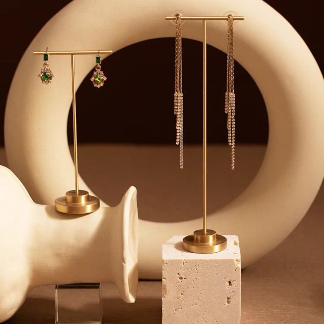 Brass Earring Stand, Modern Earring Display Stand, Gold Earring Display ...