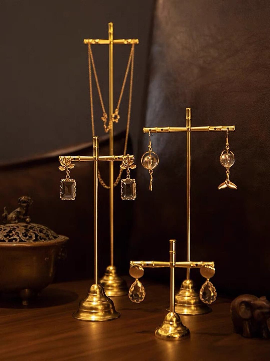 Tall Earring Stand, Retro Earring Display Stand for Long Earrings, Gold ...