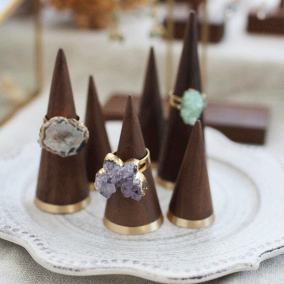 Wood Ring Cone Wood Jewelry Display Walnut Ring Displays - Etsy