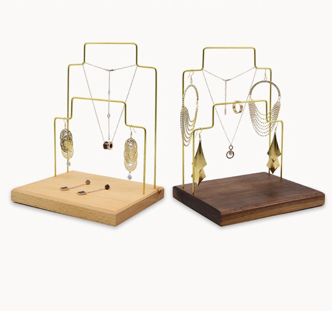 Wood Necklace Display Stand With Tray, Unique Jewelry Display Holder ...