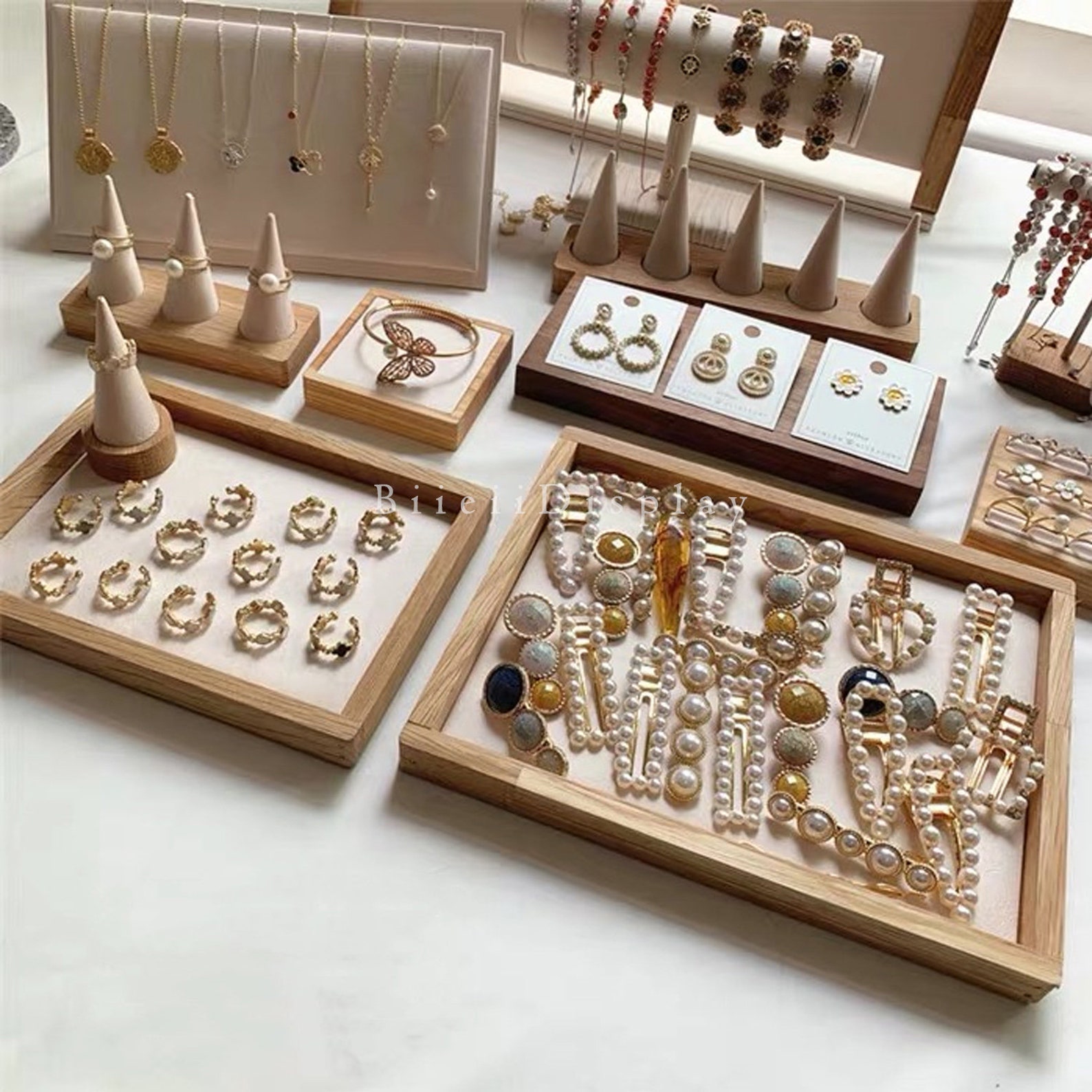 Wood Jewelry Display Tray Ring Display Holder Ring Display - Etsy