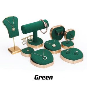 Green Jewelry Display Set, Jewelry Display Stand, Ring Display Holder ...