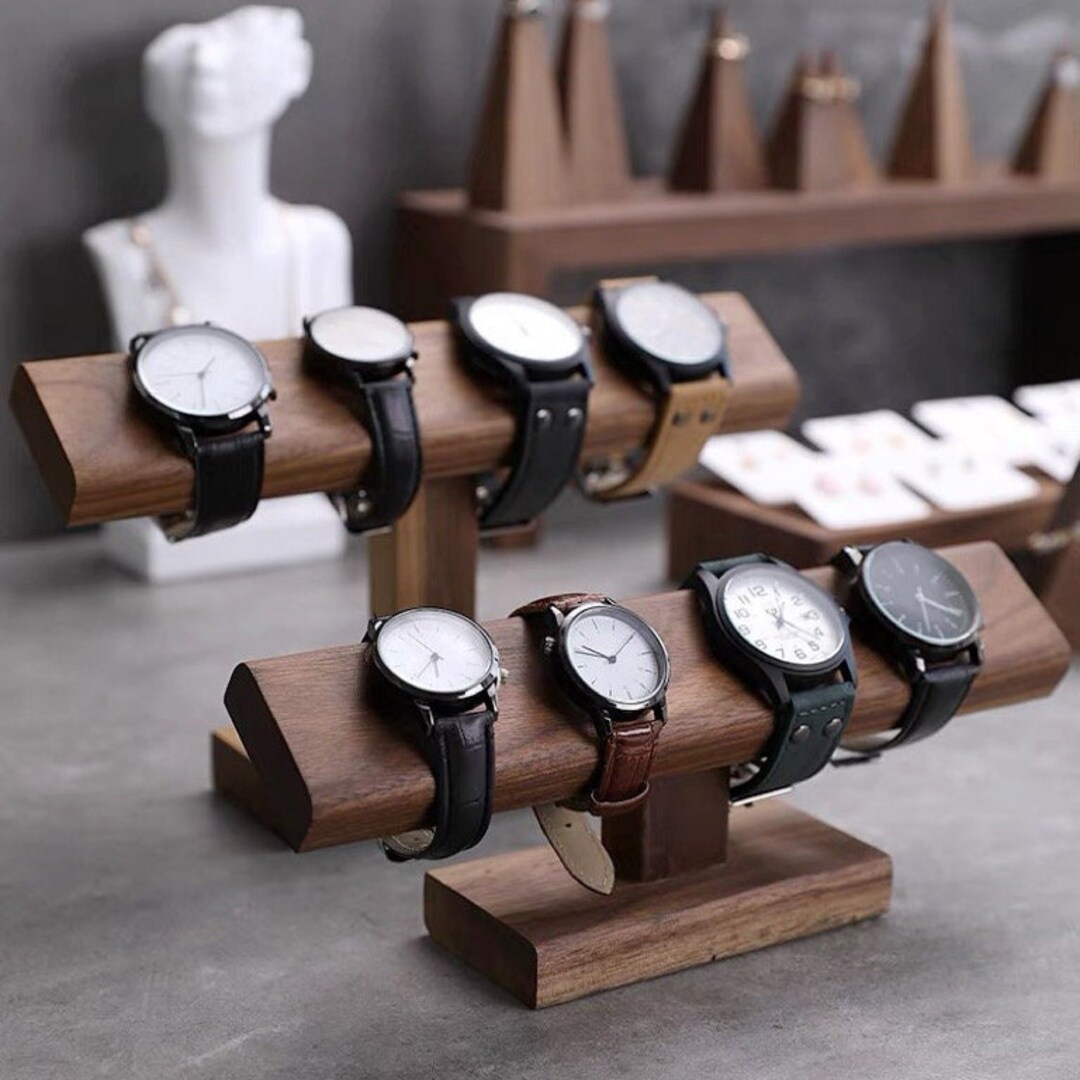 Walnut Watch Organizer, Wood Watch Display T-bar, Bracelet Display ...