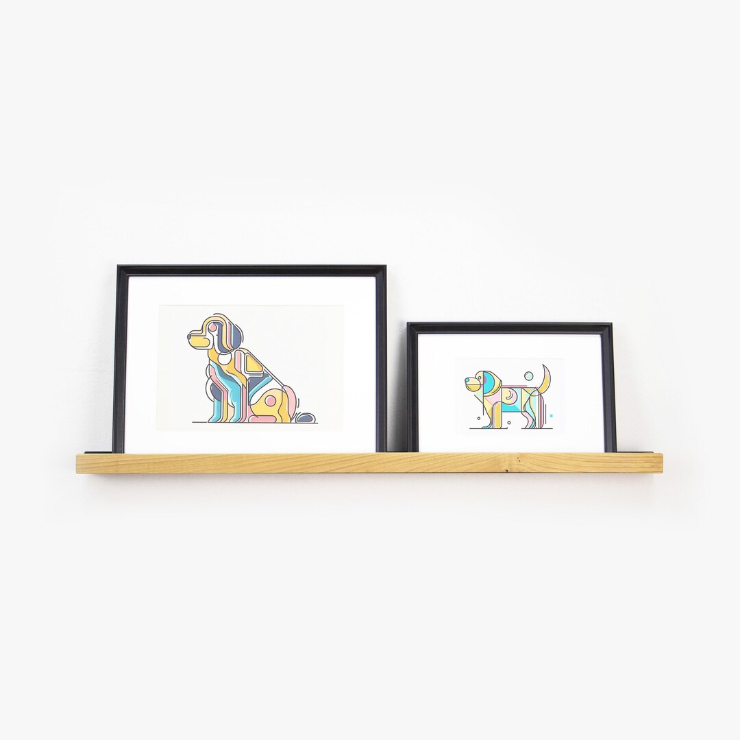 Solid Hardwood and Metal Picture Ledge / Floating Shelves for Frames ...