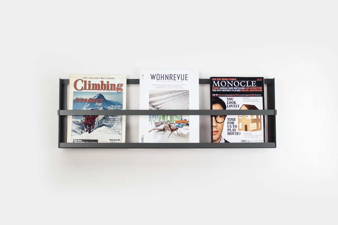 Wall Mounted Big Magazine Rack / Wall Mount Book Shelf / - Etsy