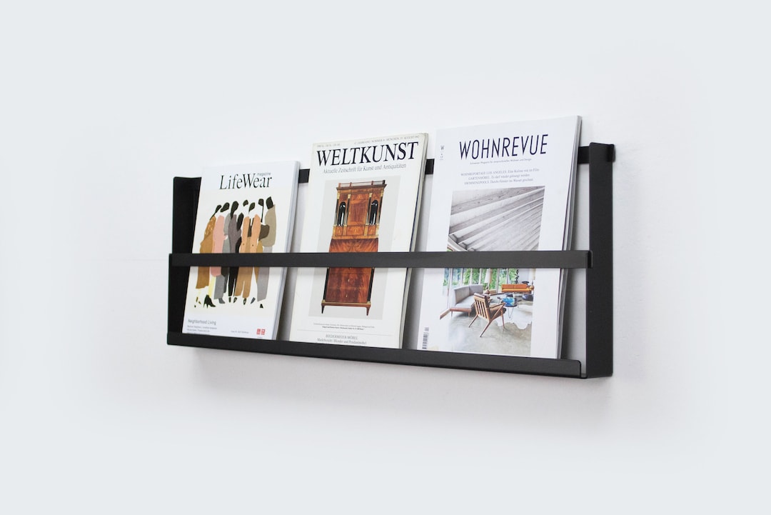 Black Magazine Rack for Wall / Minimalist Living Room Design Object ...