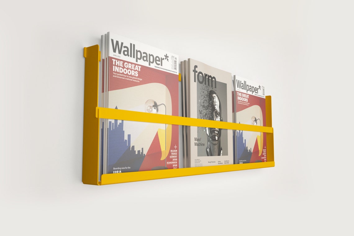 Wall Mounted Big Magazine Rack / Wall Mount Book Shelf / - Etsy