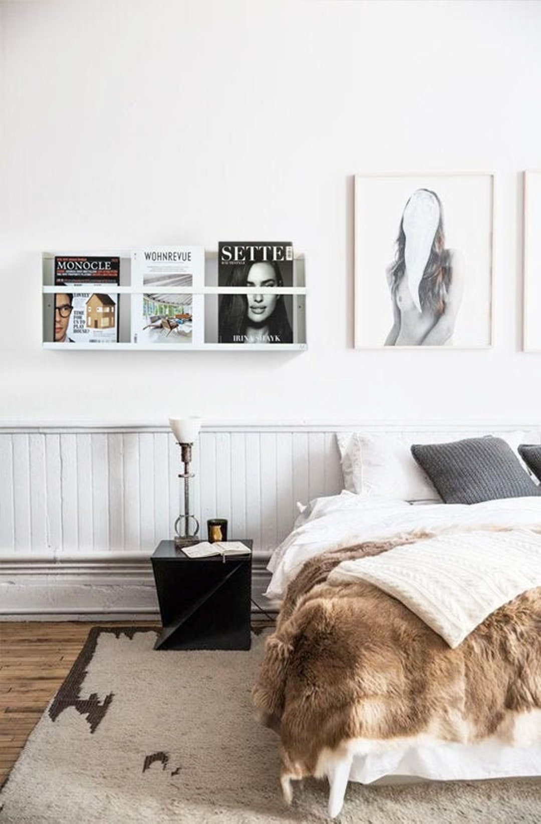 Wall Mounted Magazine Rack Long / Magazine Storage / Minimalist White ...