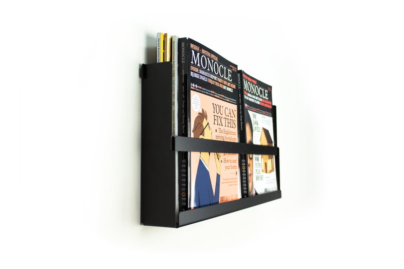 Black Magazine Rack for Wall / Minimalist Living Room Design - Etsy
