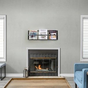 Wall Mounted Magazine Rack Long / Magazine Storage / Minimalist White ...