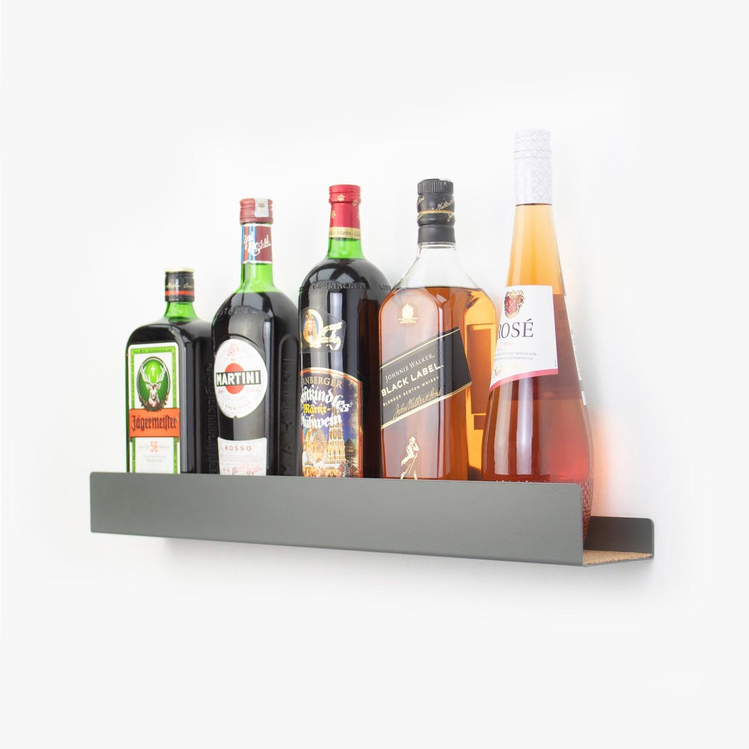 Metal Bar Shelf / Wall Mounted Wine Rack / Floating Bar Shelf/ Liquor ...