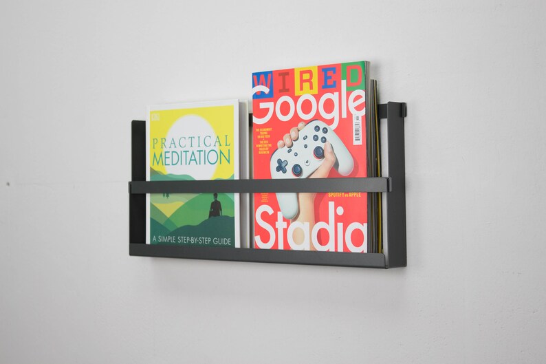 Black Magazine Rack for Wall / Minimalist Living Room Design - Etsy