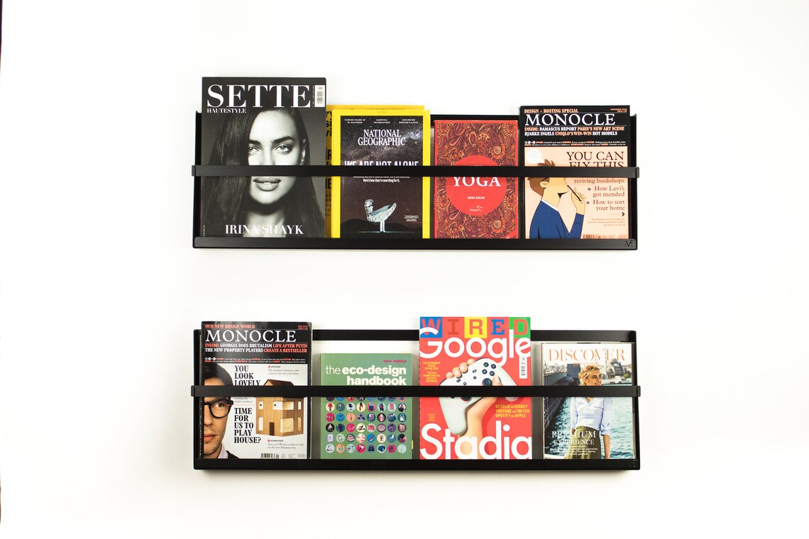 Wall Mounted Big Magazine Rack / Wall Mount Book Shelf / | Etsy